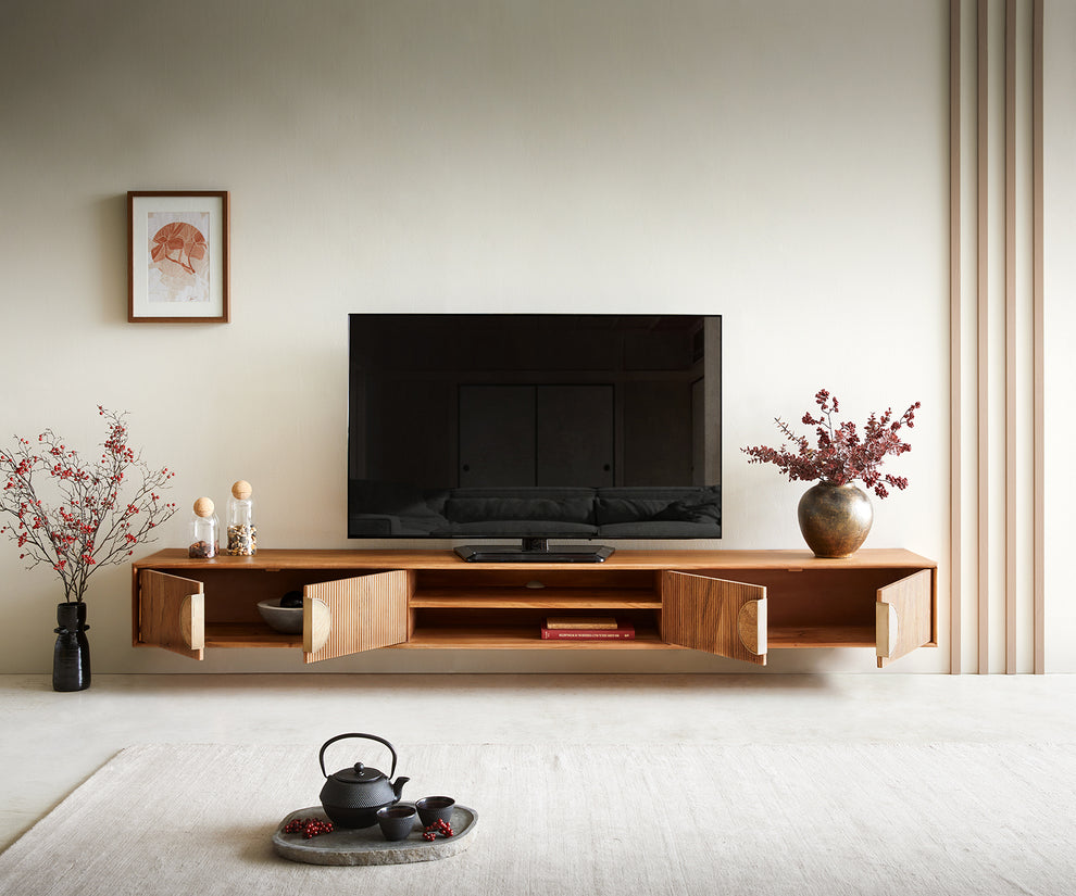 Pateri Solid Wood Large Tv Unit in Natural Finish – Demiwall