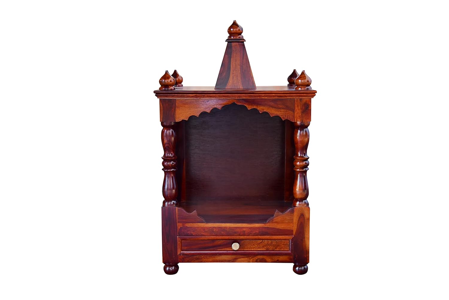 Sheesham Wood Pooja Mandir In Natural, – Demiwall
