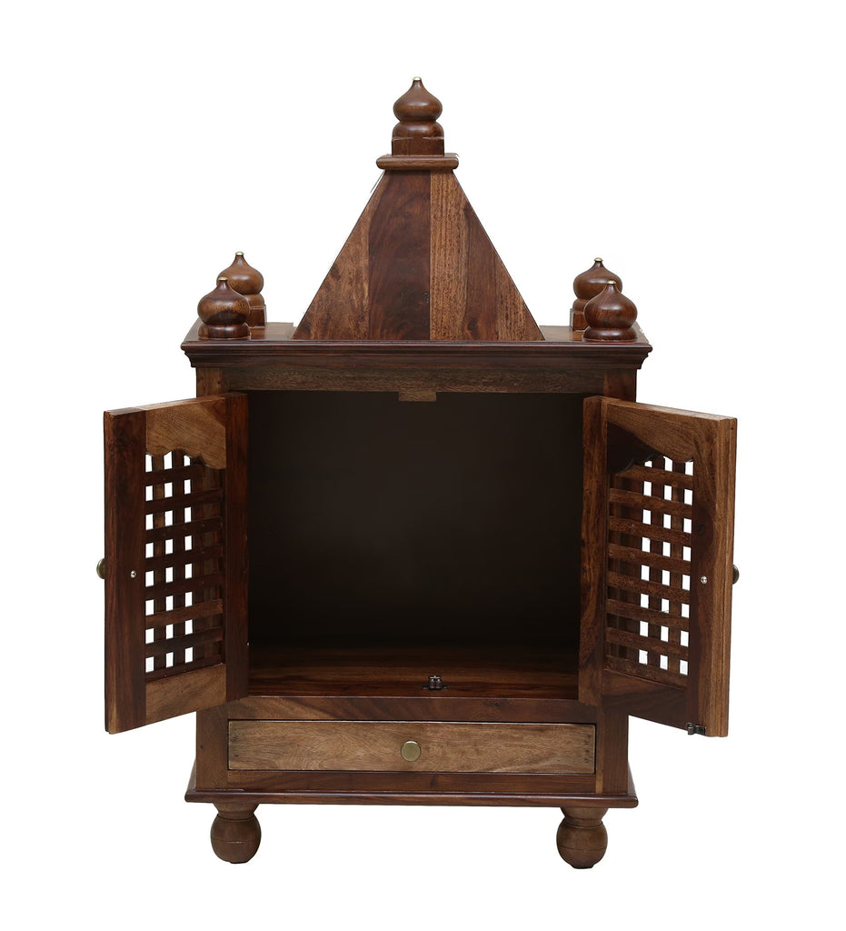 Sheesham Wood Pooja Mandir In Natural – Demiwall