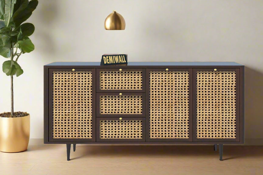 Roman Solid wood Caning Designed Sideboard In teak finish – Demiwall