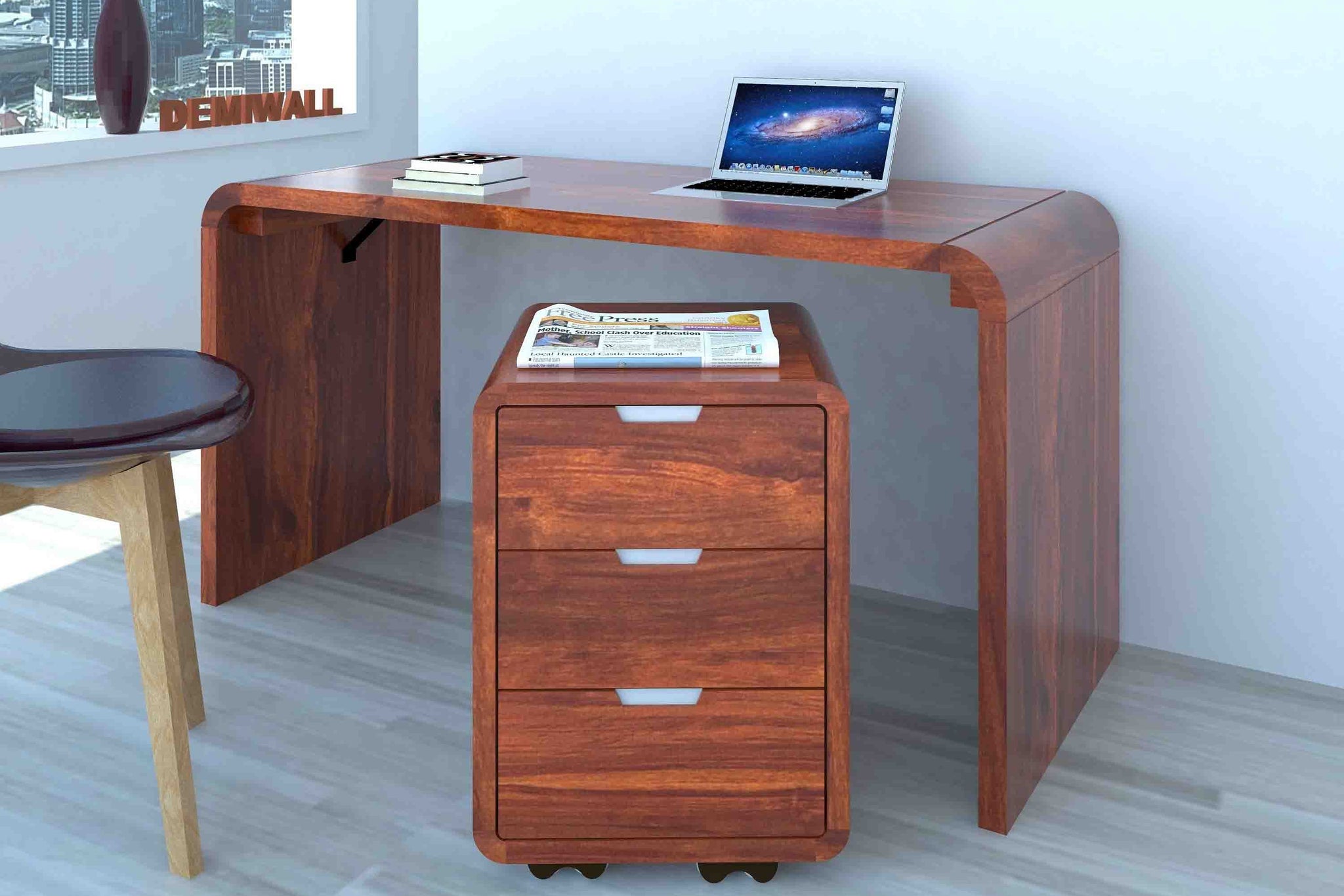 Reto Sheesham Wood Large Study Table In Honey Finish For Study Room Fu ...