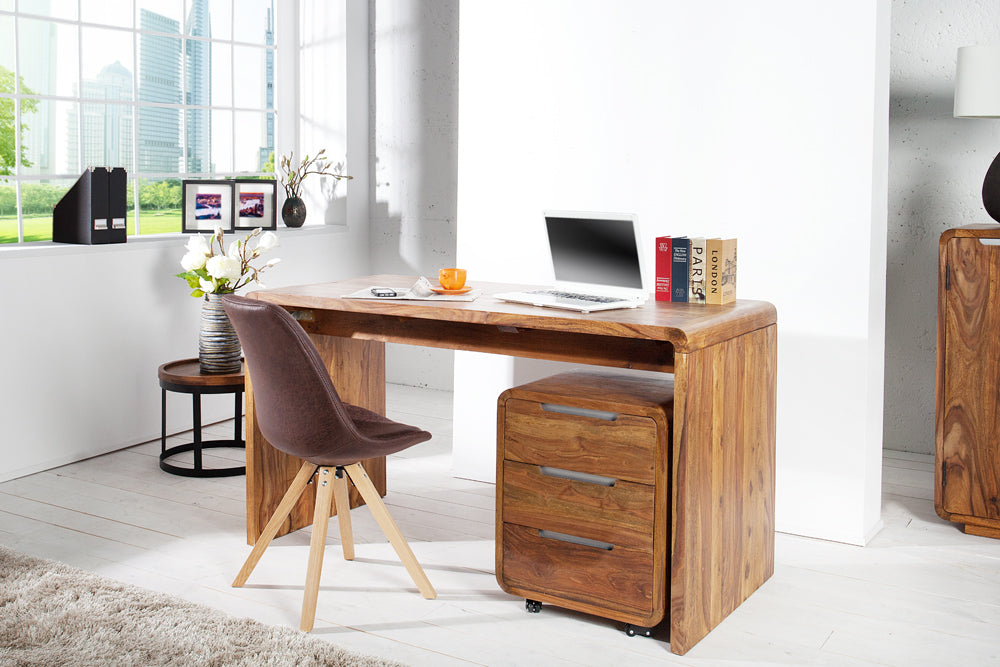 Reto Sheesham Wood Large Study Table In Natural Teak Finish – Demiwall