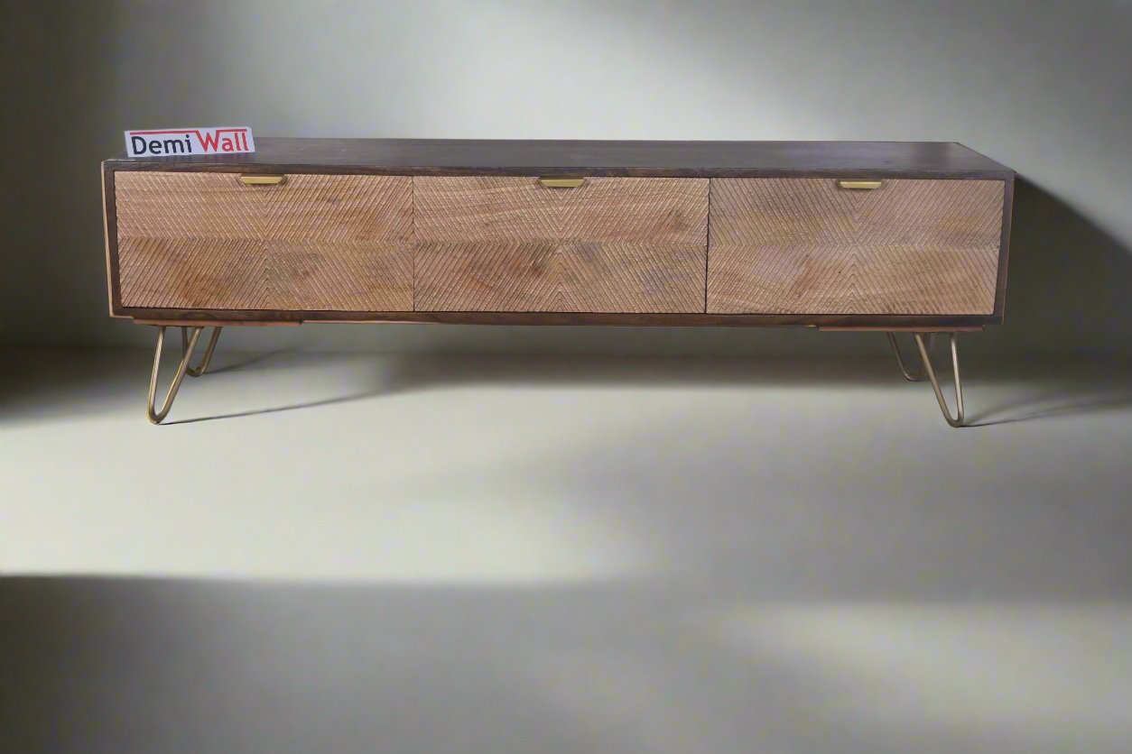 jenex TV unit with for drawers drawer made of solid mango wood and iro ...