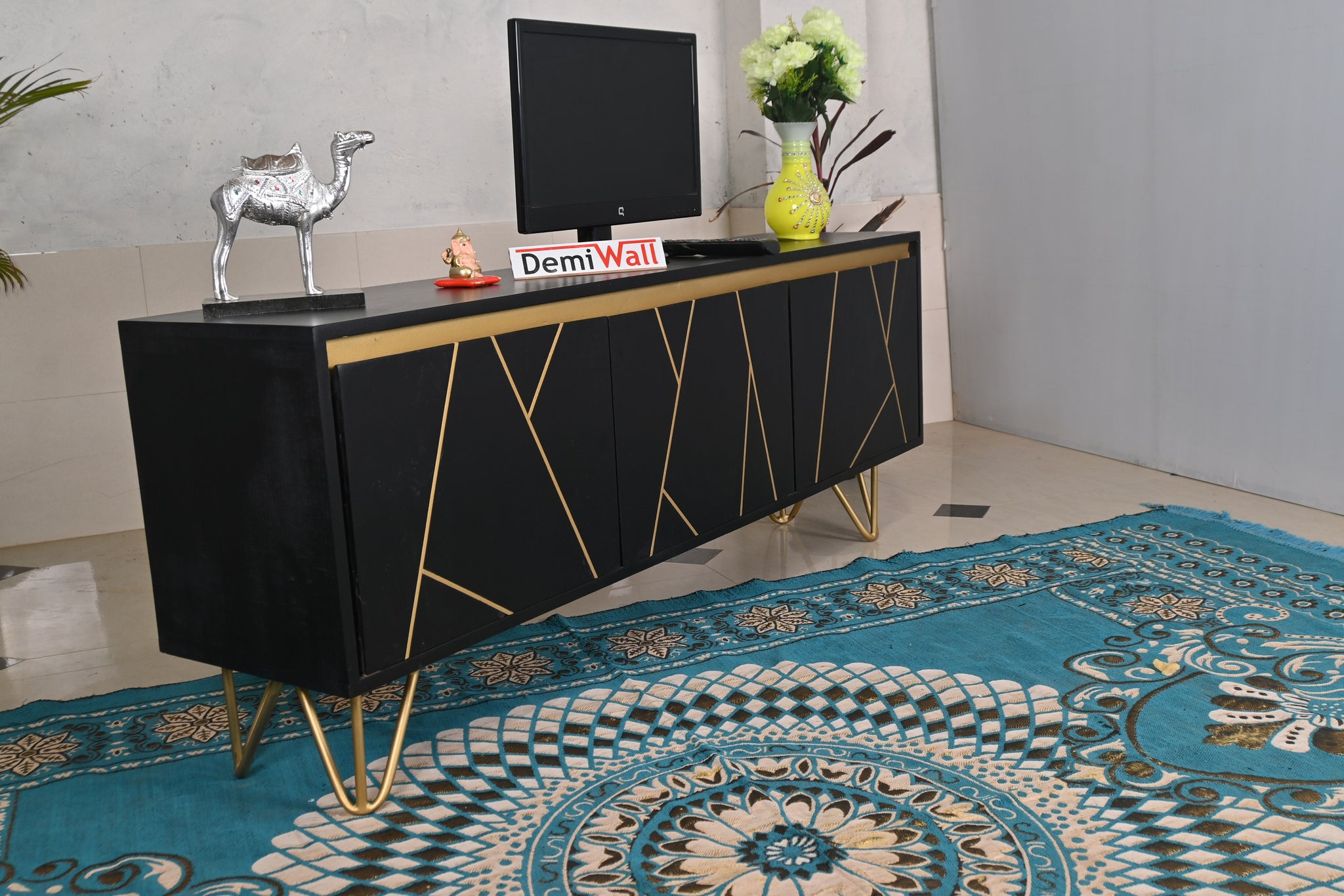 Liv Mango Wood Tv-Unit In Walnut Finish For Living Room Furniture ...